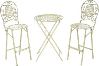 Beliani Gartenm&ouml;bel Bartisch Set Metall gr&uuml;n Antik-Optik klappbar romantisch Bivio