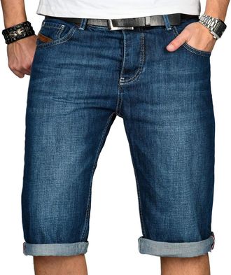 Alessandro Salvarini A. Salvarini Herren Designer Jeans Short Kurze Hose Comfort Fit Sommer Bermuda AS-232 [AS-232-Dunkelblau-W42]