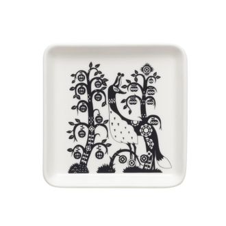 iittala Teller Quadrat Taika aus Vitroporzellan, Farbe: Schwarz und Weiß, Maße: 12x12x1,9 cm, 1070928
