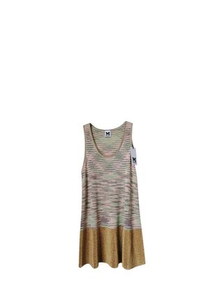 Missoni M Green, Pink & Gold Knitted Skater Dress Size XS