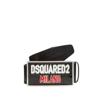Dsquared2 Lederg&uuml;rtel mit Logo-Schnalle - - Accessories - Herren - Schwarzk - 85 CM