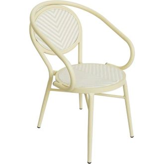 Oviala Gartenstuhl im Pariser Bistrostil aus Aluminium und beigem Rattan