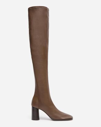 Arket Overknee-Stiefel Aus Stretchleder -Braun
