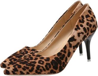Holibanna Escarpins &agrave; Talons Hauts pour Femmes Taille 39 Imprim&eacute; L&eacute;opard Bout Fin Chaussures &agrave; Talons Hauts en Cuir pour Soir&eacute;es et &Eacute;v&eacute;nements &Eacute;l&eacute;gants
