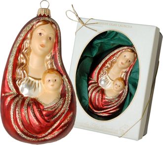 Krebs Glas Lauscha Weihnachtsdekoration/Christbaumschmuck aus Glas - Weihnachtsgeschichte - Motiv: Maria mit Kind - Gr&ouml;&szlig;e: ca. 12 cm