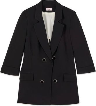 Oltre Femme, Vestes, Noir, Taille: 48 FR Blazer en tissu cr&ecirc;pe