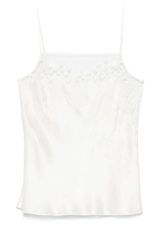 Carine Gilson haut de pyjama à détails en dentelle - Blanc