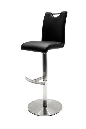 Robas Lund Barstuhl Schwarz 360°drehbar mit Kunstlederbezug, belastbar bis 120 kg