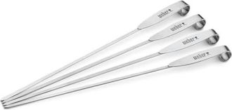 Weber Spie&szlig;set 4-teilig Edelstahl - Wiederverwendbare Spie&szlig;e f&uuml;r Fleisch, Gem&uuml;se oder Meeresfr&uuml;chte, langlebig und sp&uuml;lmaschinenfest - Silber (7618)