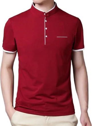 Generic T-shirt d&eacute;t&eacute; d&eacute;contract&eacute; &agrave; manches courtes pour homme, Rouge, XL