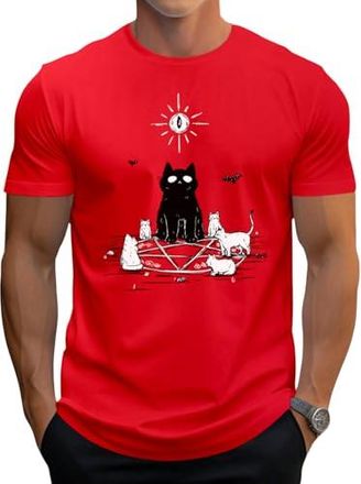 Generic T-shirt &agrave; manches courtes pour homme | T-shirt &agrave; manches courtes pour Halloween avec col rond surdimensionn&eacute; - V&ecirc;tements d&eacute;t&eacute; tendance en coton, Rouge