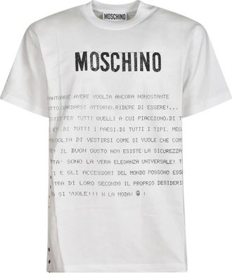 Moschino Homme, Tops, Blanc, Taille: XL Logo Print T-Shirt