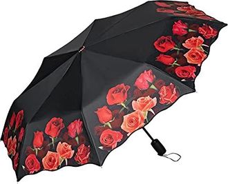 Von Lilienfeld VON LILENFELD Parapluie de Poche Ouverture Automatique Résistant au Vent Bouquet de roses Fleur Pliant Légèrement Stable Femme