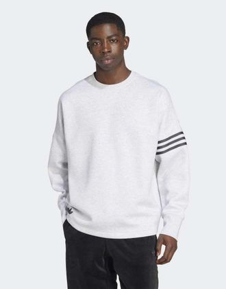 adidas Originals Neuclassics - Sweat ras de cou oversize à manches longues - Gris clair chiné