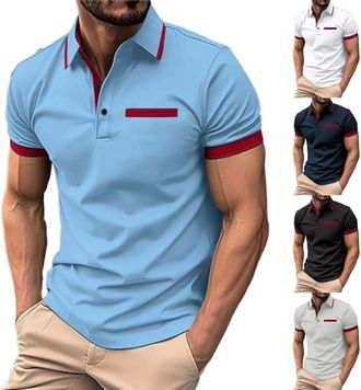 Generic Polo &agrave; manches courtes pour homme, coupe droite, col boutonn&eacute;, haut classique, &eacute;l&eacute;gant et basique, Z01-white Polo pour homme, L