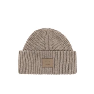 Acne Studios unisex, Accessoires, Beige, Taille: ONE Size Face Logo Beanie