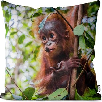 Void Watches Orangutan AFFE Dschungel Kissenbezug Kissenhülle Sofa Couch Wohnzimmer Dekoration wasserfest Outdoor Kissen bezug deko, Kissen Größe:40 x 40 cm