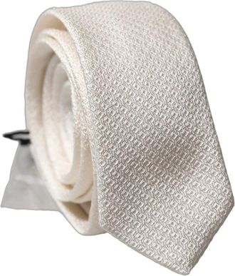 Dolce & Gabbana Homme, Accessoires, Blanc, Taille: ONE Size Cravate Ajustable en Soie Textur&eacute;e