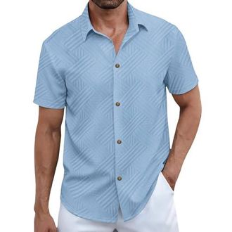 Generic Chemise boutonn&eacute;e &agrave; manches courtes pour homme, chemise hawa&iuml;enne &agrave; col rabattable, t-shirt d&eacute;t&eacute; &agrave; col cubain, t-shirt d&eacute;contract&eacute;, vacances, plage, c