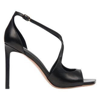 Estro & Luminara Femme, Chaussures, Noir, Taille: 40 EU Sandales &agrave; Talons Aiguilles avec Fermeture D&eacute;corative