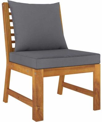vidaXL Modular-Mittelsofa mit Dunkelgrauen Kissen Akazie Massivholz vidaXL