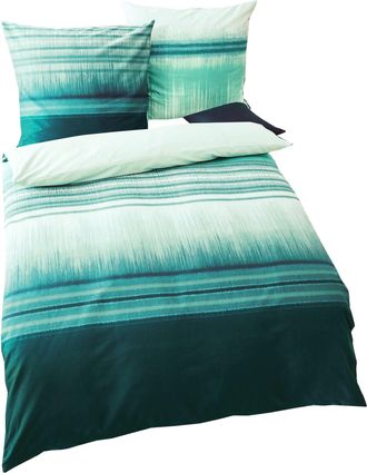 JACK by Kaeppel Biber Bettwäsche 2tlg. Energize Türkis Blau Streifen Farbverlauf Baumwolle, Größe:155x220cm Bettwäsche