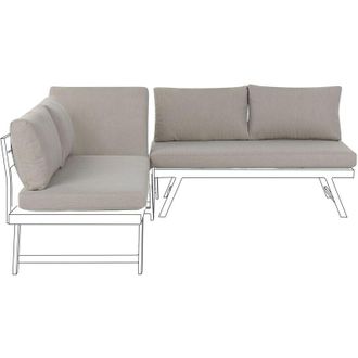 Beliani Lot de 7 Housses de Coussins en Tissu pour Chaise de Jardin R&eacute;sistant &agrave; lEau et aux UV Taupe Coccorino