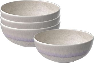 Villeroy & Boch like. by Perlemor Sand Bol 4er Set, 590 ml, Müslischalen im Pottery Look mit Effektglasur, Premium Porzellan