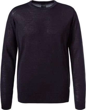 Bugatti Herren Pullover blau Wolle unifarben