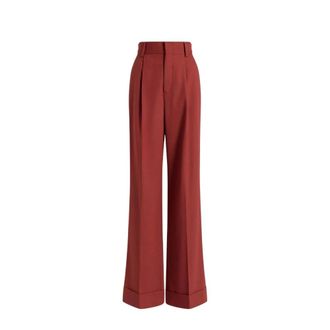 Alberta Ferretti Femme, Pantalons, Rouge, Taille: 44 FR Tropical Wool Pantalons