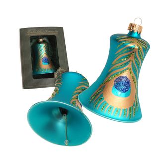 Krebs Glas Lauscha Christbaumschmuck/Glasvogel - Motiv: Pfau - Farbe: Blau - Gr&ouml;&szlig;e: 28 cm - Made in Germany