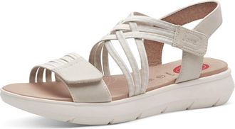 Jana Coshy Damen Sandalen flach mit Klettverschluss Vegan, Beige (Beige), 41 EU