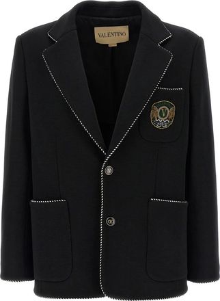 Valentino Garavani Homme, Vestes, Noir, Taille: 2XL Blazer crois&eacute; en laine