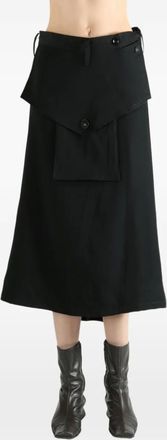Yohji Yamamoto button-detail midi skirt - Noir