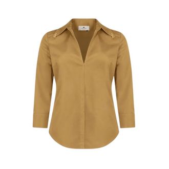 Elisabetta Franchi Hemd mit Logo-Anh&auml;ngern - - Blouses & Shirts - Damen - Beige - L