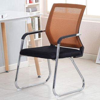 Generic Ergonomic Office Chair with Metal Base Sleek Sleigh Legs Lumbar Support Mesh Design - Ideal for Home Conference Rooms and Guest Seating