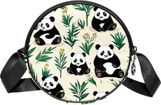 Generic Sac &agrave; bandouli&egrave;re rond pour femme, petit panda mignon, sac &agrave; bandouli&egrave;re avec fermeture &eacute;clair, bretelles r&eacute;glables, sac &agrave; main rond d&eacute;contract&eacute; pour 