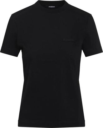 Jacquemus Femme, Tops, Noir, Taille: 42 FR Le T-shirt &agrave; Manches Courtes Gros Grain Jacquemus