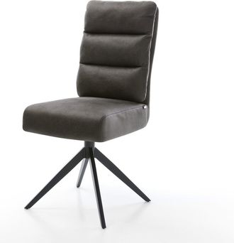 DELIFE Drehstuhl Pela-Flex Mikrofaser Anthrazit Vintage Kreuzgestell breit Schwarz 360&deg; drehbar Wippfunktion Taschenfederkern, Esszimmerst&uuml;hle