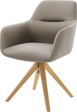 DELIFE Polsterstuhl Pejo-Flex Holzgestell kantig Natur Echt-Leder Schlamm Taschenfederkern