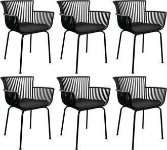 Kick Collection 6er Set Gartenstuhl Otis - Schwarz - Modern und Hochwertig - Kunststof, gecoat Metall en Pu-Leder - Erh&auml;ltlich in vielen Farben