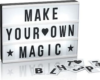 Easymaxx LED Leuchtkasten-Set | Inklusive 173 austauschbare Buchstaben und Symbole | Wahlweise batteriebetrieben oder per USB Anschluss [A4 Format]