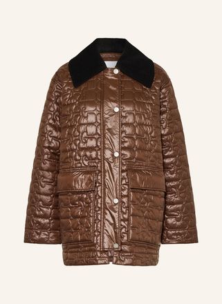 Ganni Oversized-Steppjacke braun