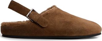 12 Storeez Mules aus Shearling mit Schnalle - Braun