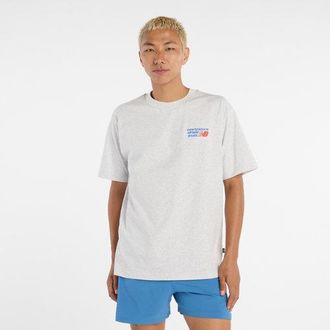 New Balance Homme Athletics Premium Logo T-Shirt en Gris, Coton, Taille 2XL