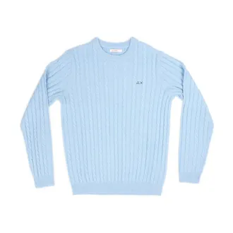 Sun 68 Blauer Zopfmuster Hoodie - - Knitwear - Herren - Blau - XL