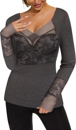 Generic sous Pull Femme Haut Thermique Femme sous Pull Thermique Femme Doux Glamour Top Thermique Seamless avec Soutien Gorge Int&eacute;gr&eacute; Doublure Polaire Ajustem