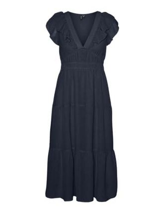 Vero Moda Vmemilie Capsleeve Calf Dress WVN Ce Robe Midi, Blazer Bleu Marine, XS Femme