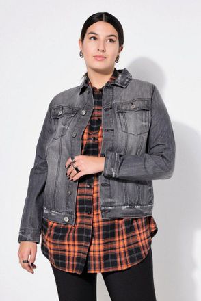 STUDIO UNTOLD Sommerjacke Jeansjacke Regular Fit destroyed Denim Hemdkragen