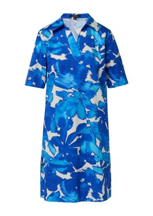 Comma Minikleid Kleid Baumwoll-Kleid mit Hemdkragen und All-over-Print